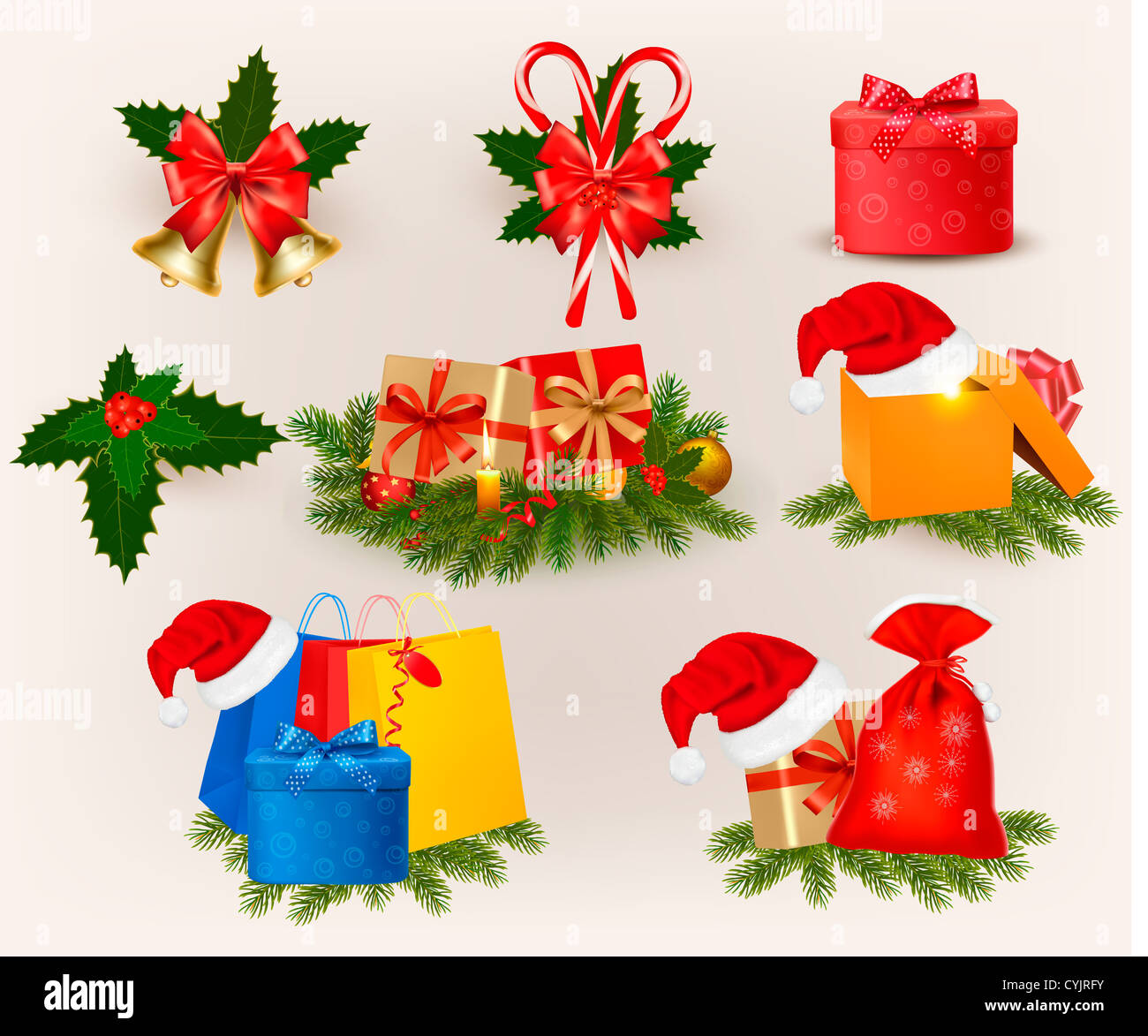 Set of christmas icons and elements Stock Photo - Alamy