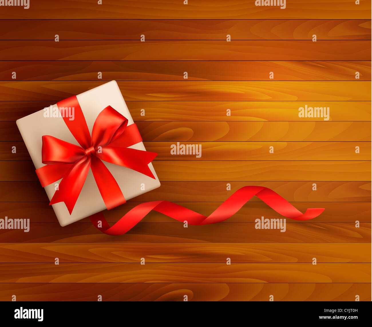 Holiday background with gift box and red ribbons Stock Photo - Alamy