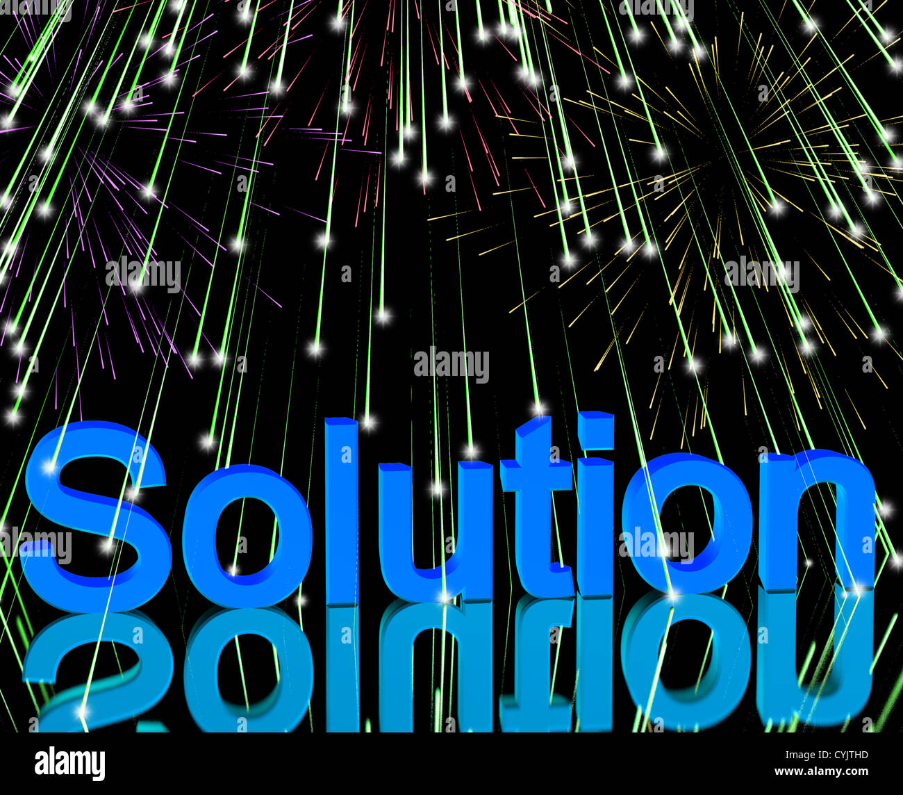Solution Word With Fireworks Showing Success Acheivement And Strategies ...