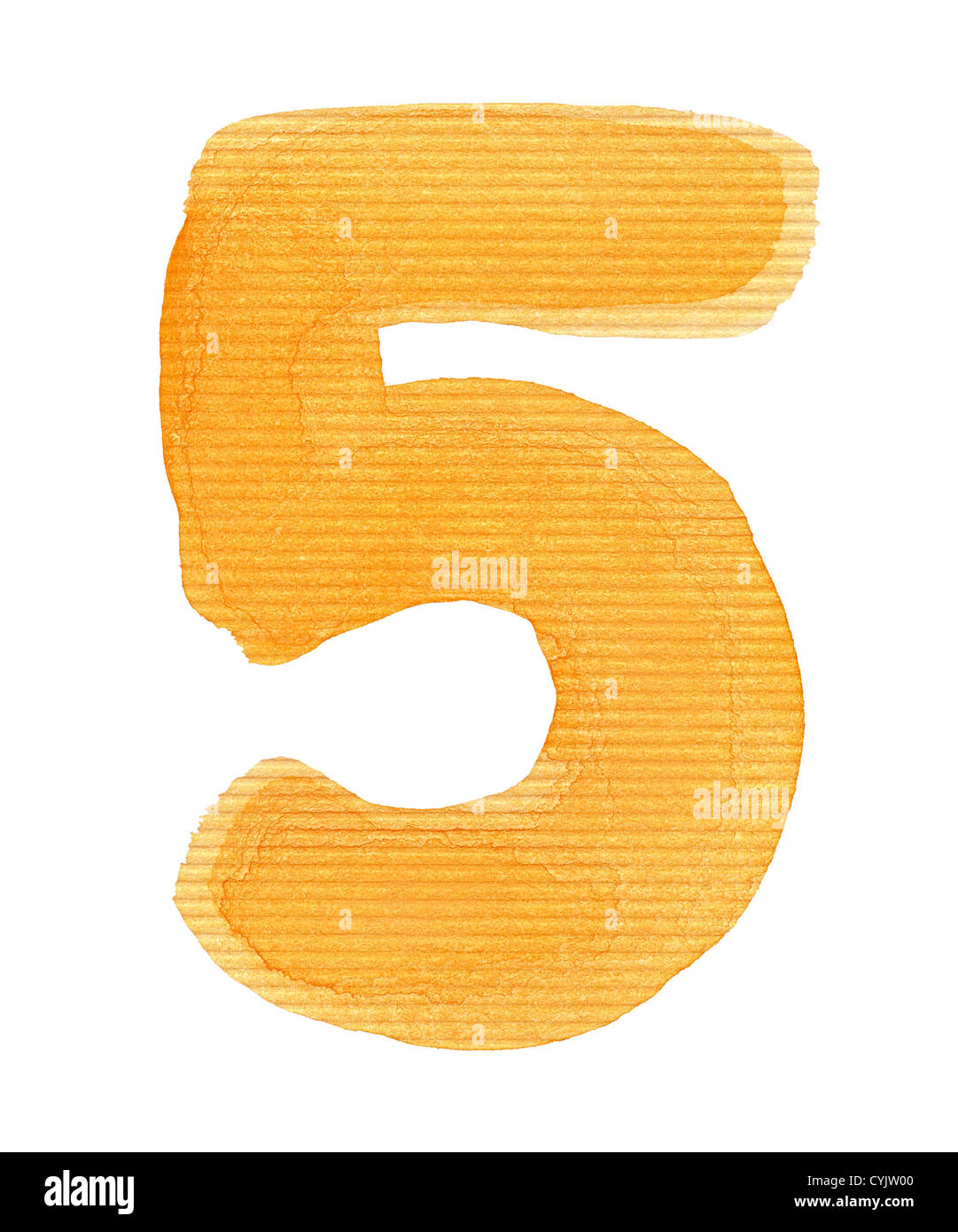 Handwritten watercolor number five , isolated. Made myself Stock Photo ...