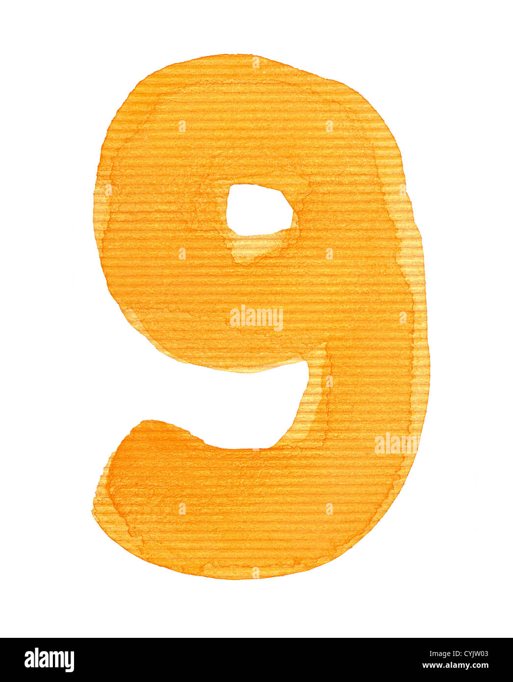 Handwritten watercolor number nine , isolated. Made myself Stock Photo ...