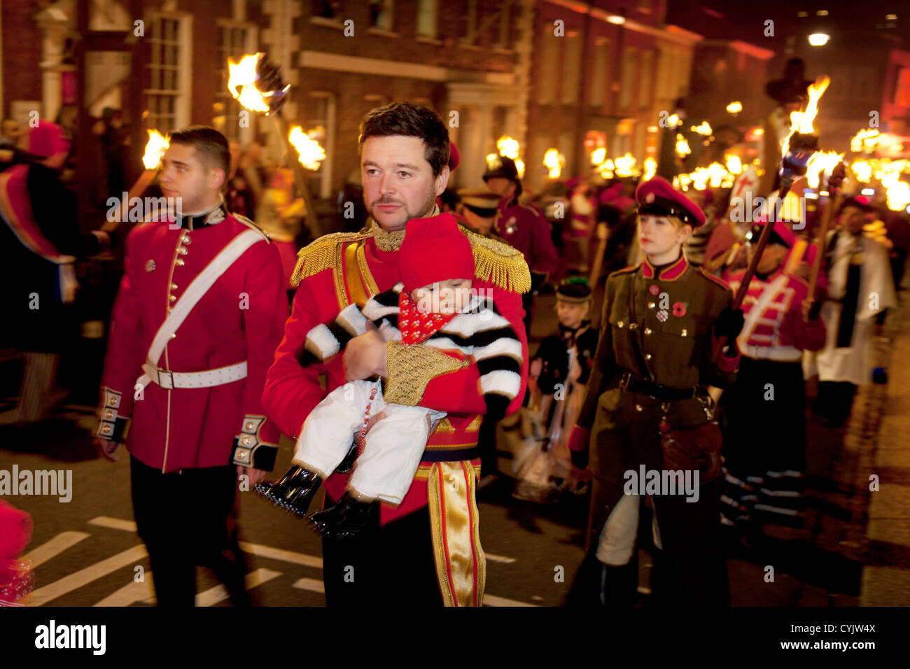 Cliffe bonfire society members. Guy Fawkes Night celebration in Lewes ...