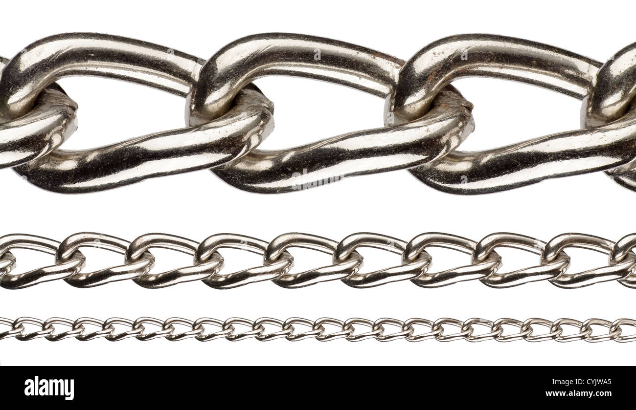 Metal chain parts on white background Stock Photo - Alamy