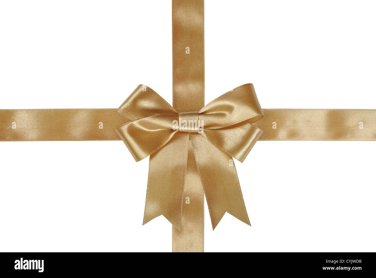 Gold ribbon with bow isolated on white background Stock Photo - Alamy