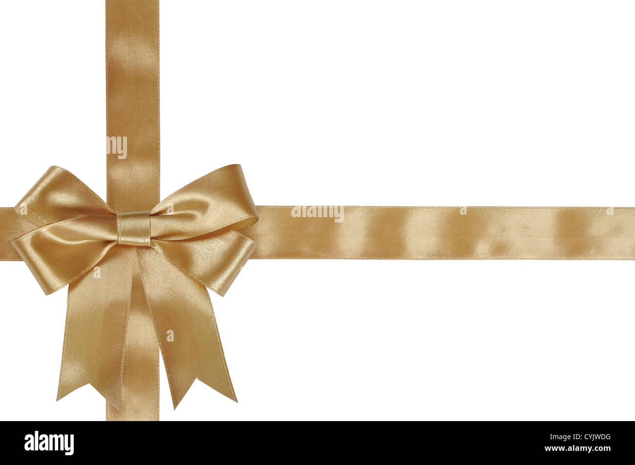 Gold ribbon with bow isolated on white background Stock Photo - Alamy