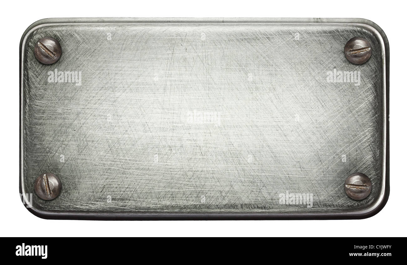 Metal plate texture with screws Stock Photo - Alamy
