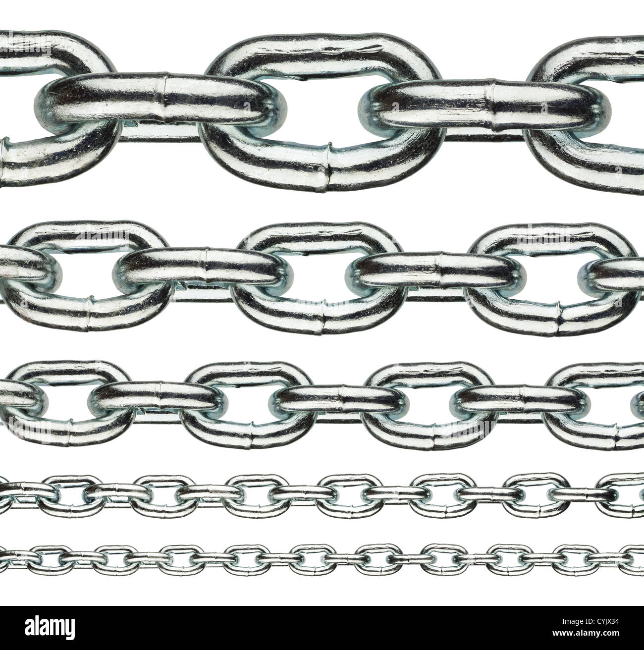 Metal chain parts on white background Stock Photo - Alamy