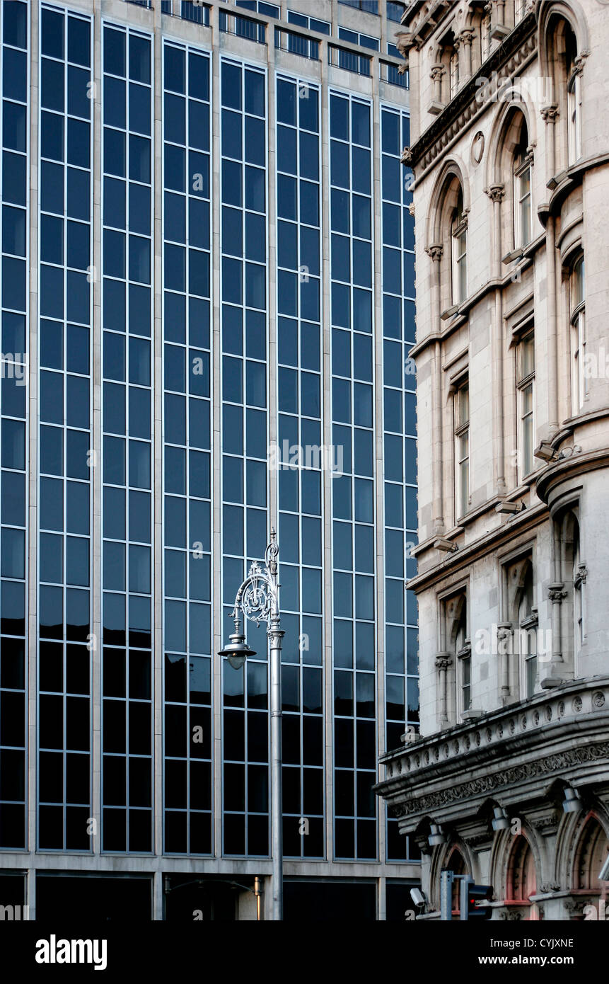 Contrast between ancient and modern in the center of Dublin Stock Photo ...