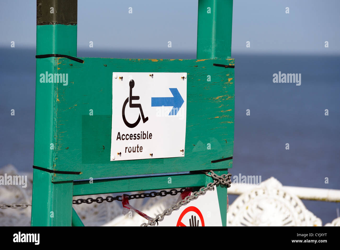 disabled accessible route sign england uk Stock Photo - Alamy