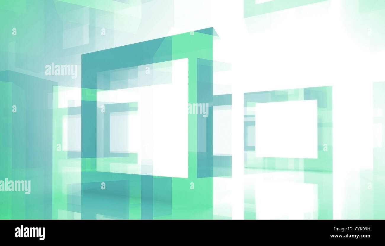 Abstract technology background with green square frames Stock Photo - Alamy