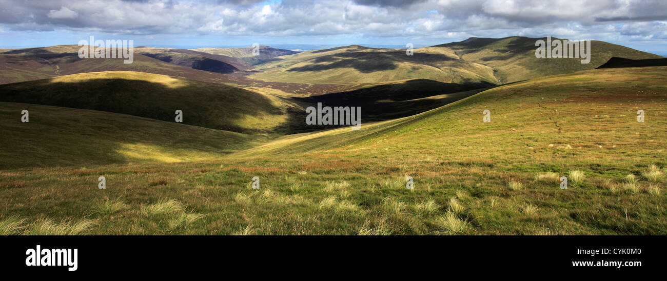 Landscape view over the Skiddaw Forest Fells, Keswick, Lake District ...