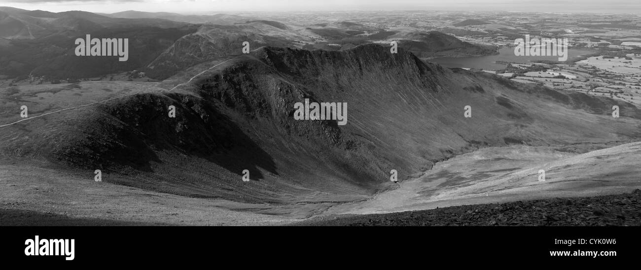 Landscape view over Long Side Fell and Ullock Pike Fell ridge, Keswick ...