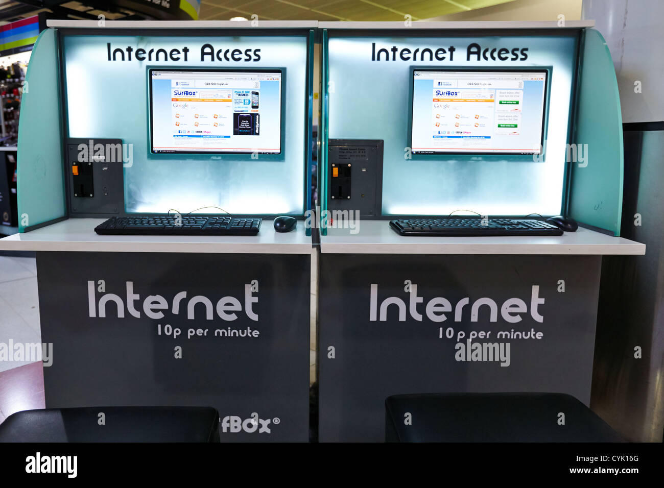 Public internet access kiosks at Gatwick Airport, London Stock Photo ...