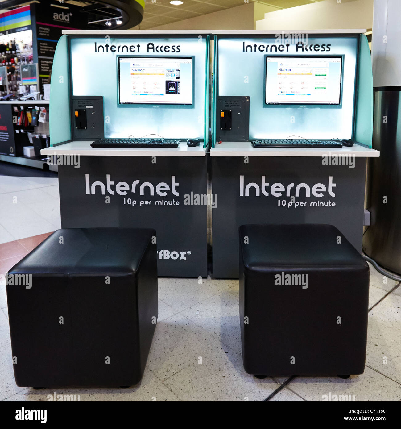 Public internet access kiosks at Gatwick Airport, London Stock Photo ...