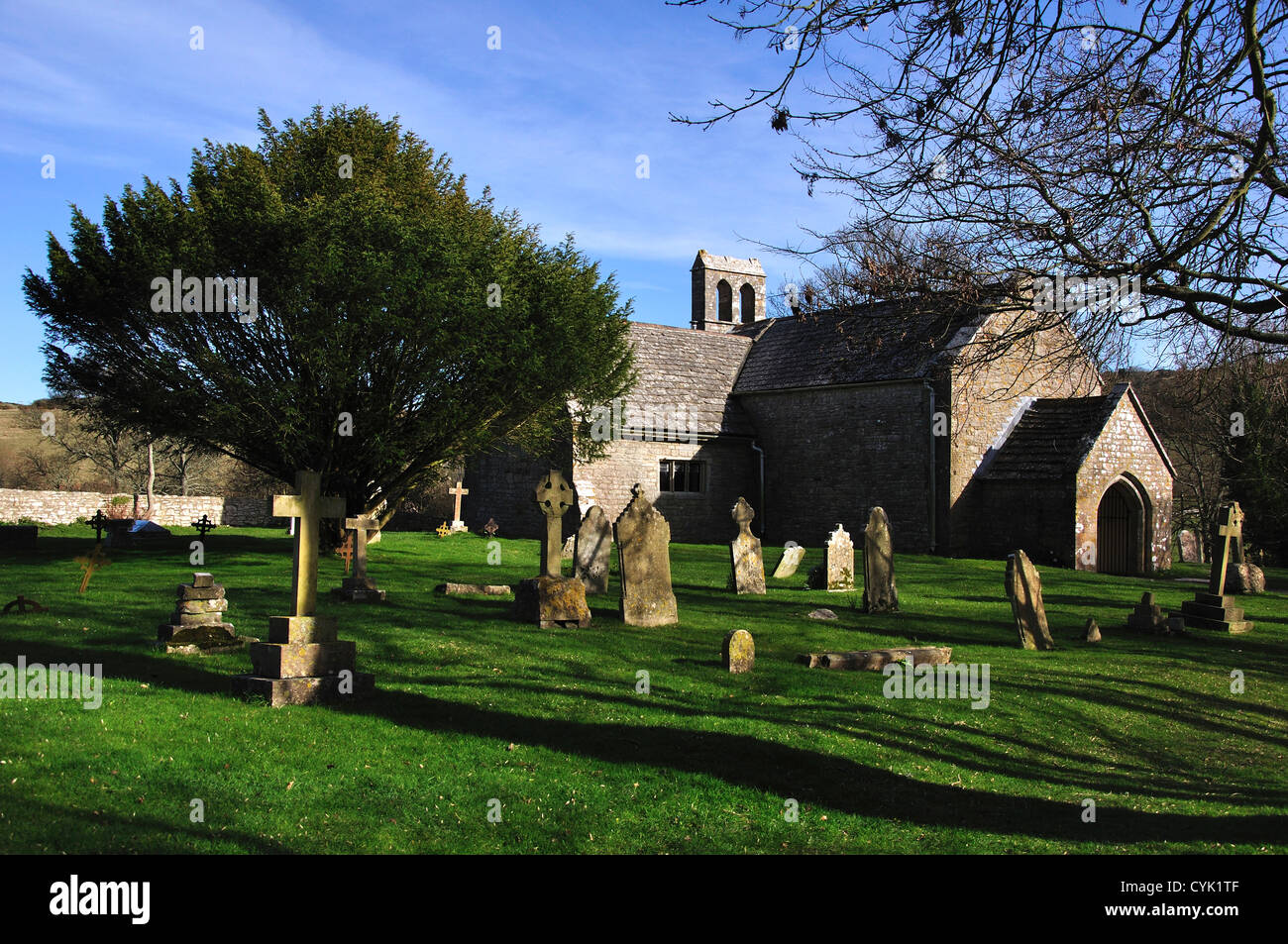 The church at the deserted village of Tyneham UK Stock Photo - Alamy
