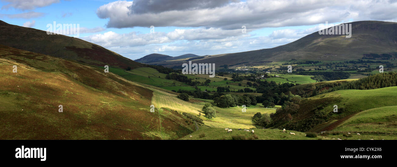 Summer Landscape view over the Threlkeld valley, Keswick, Lake District ...