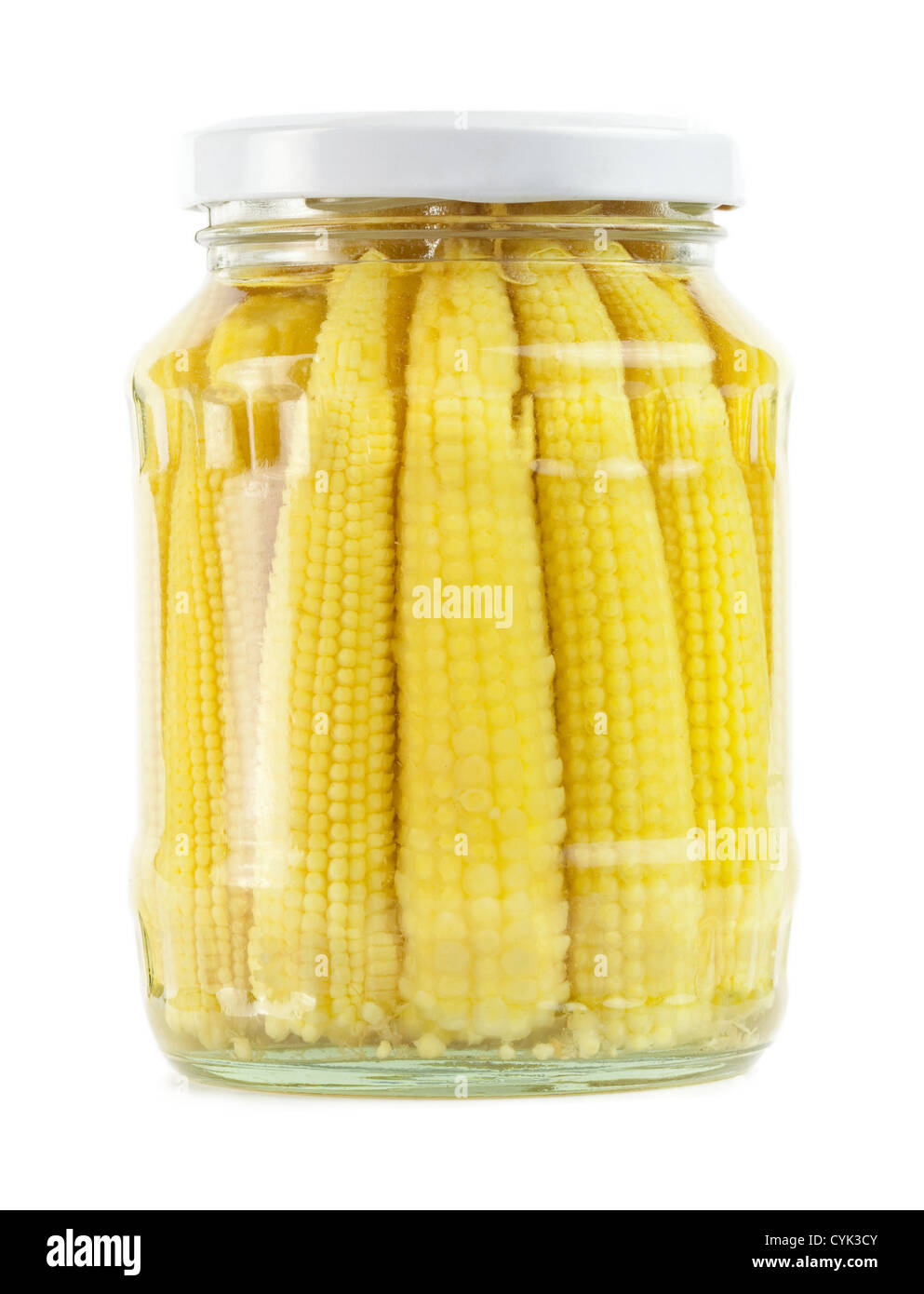 Glass jar of preserved mini corn ears Stock Photo - Alamy
