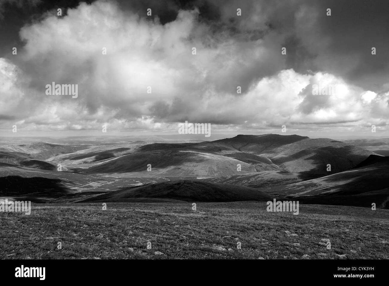 Landscape view over the Skiddaw Forest Fells, Keswick, Lake District ...