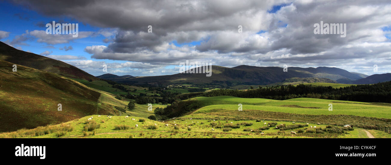 Summer Landscape view over the Threlkeld valley, Keswick, Lake District ...