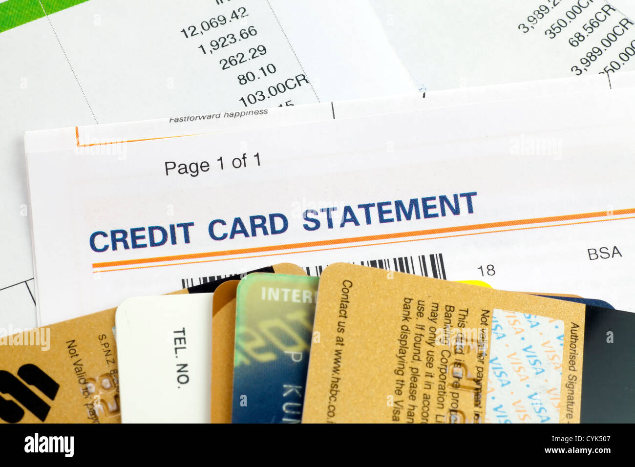 Credit card statement Stock Photo - Alamy