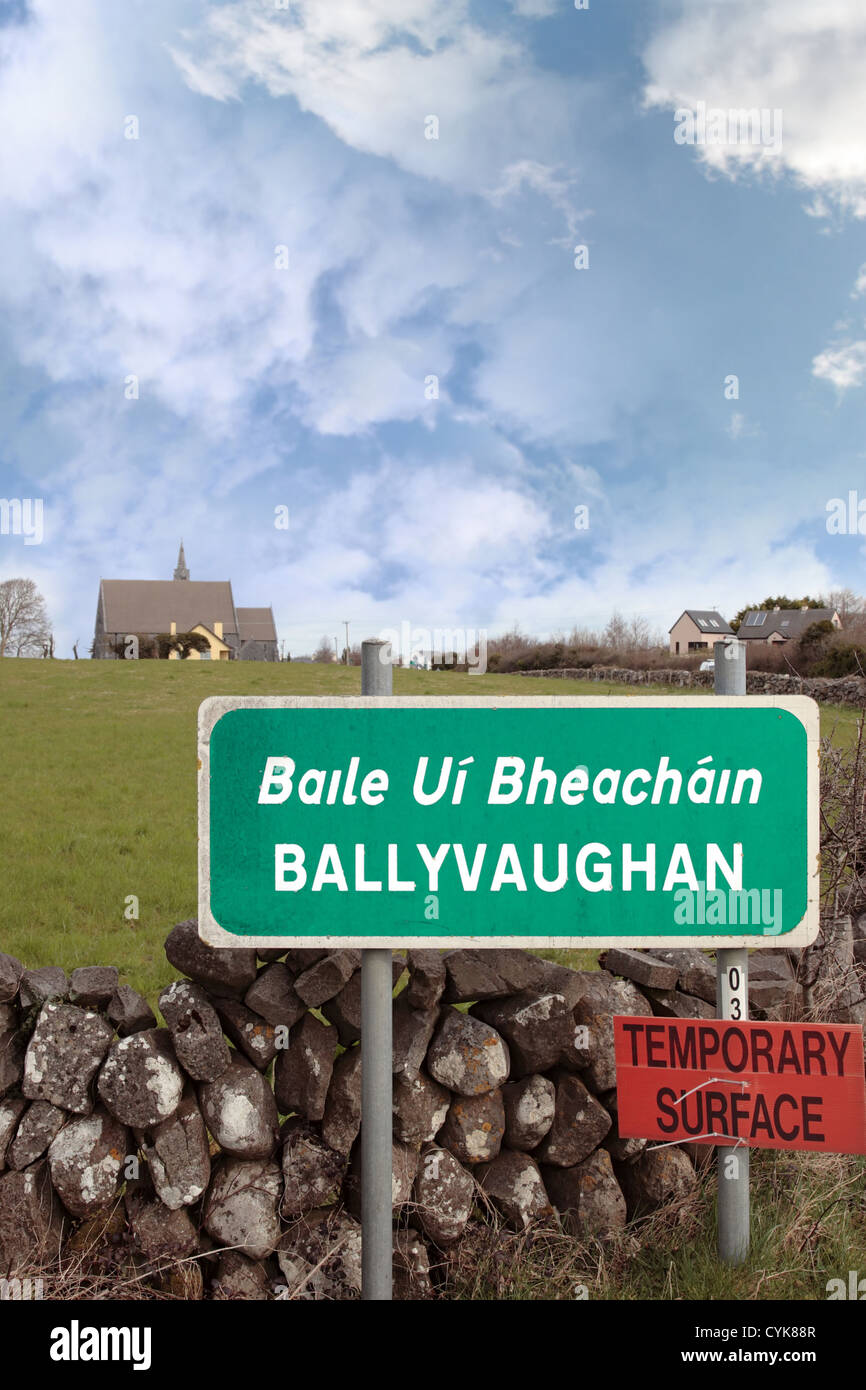 road sign into ballyvaughan county clare ireland Stock Photo - Alamy