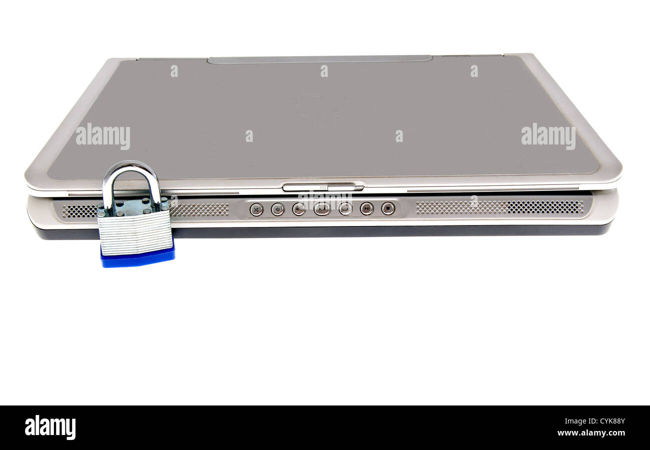 Padlock on laptop computer representing security Stock Photo - Alamy