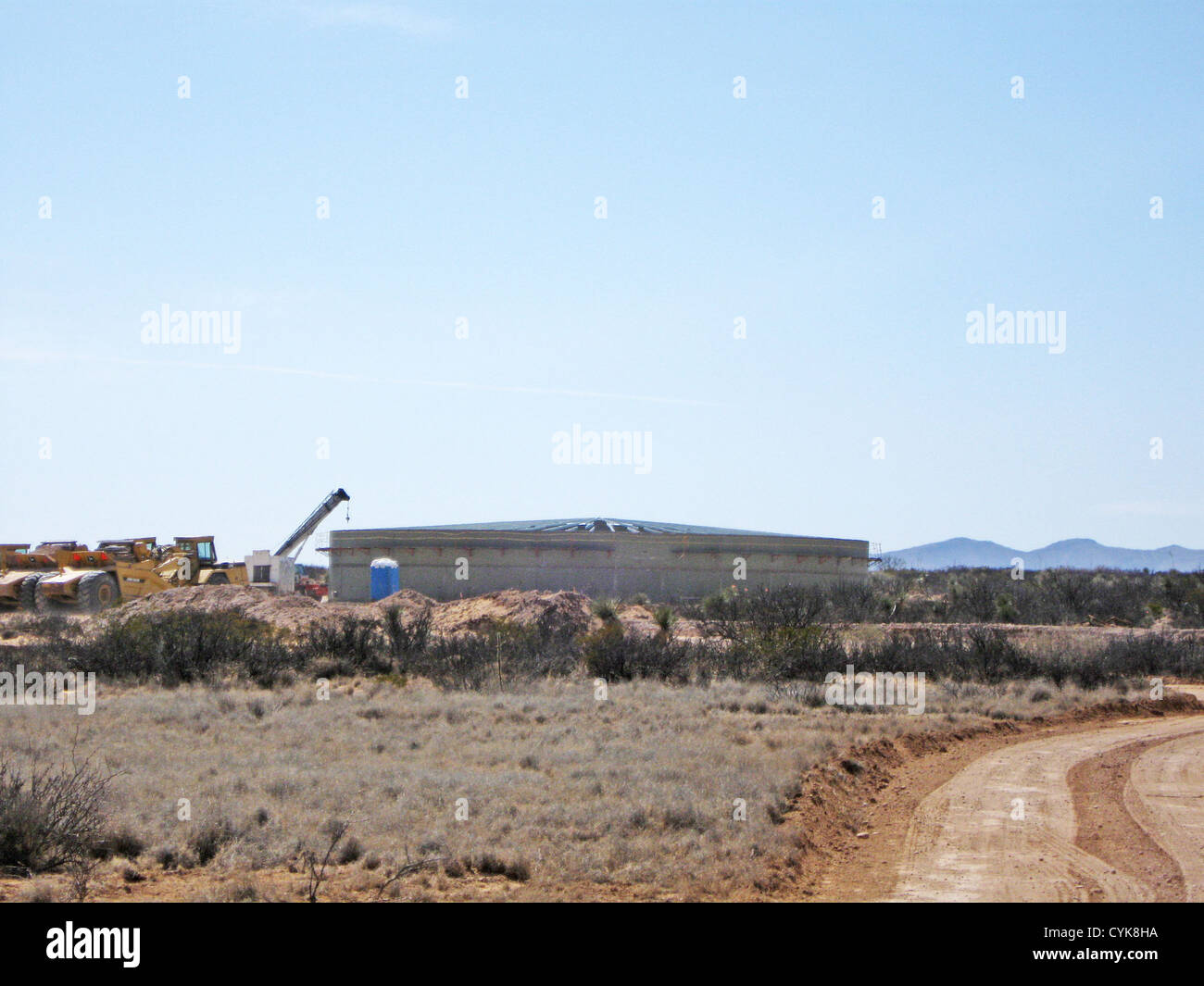Fresh water storage tank under construction at Spaceport America, March ...