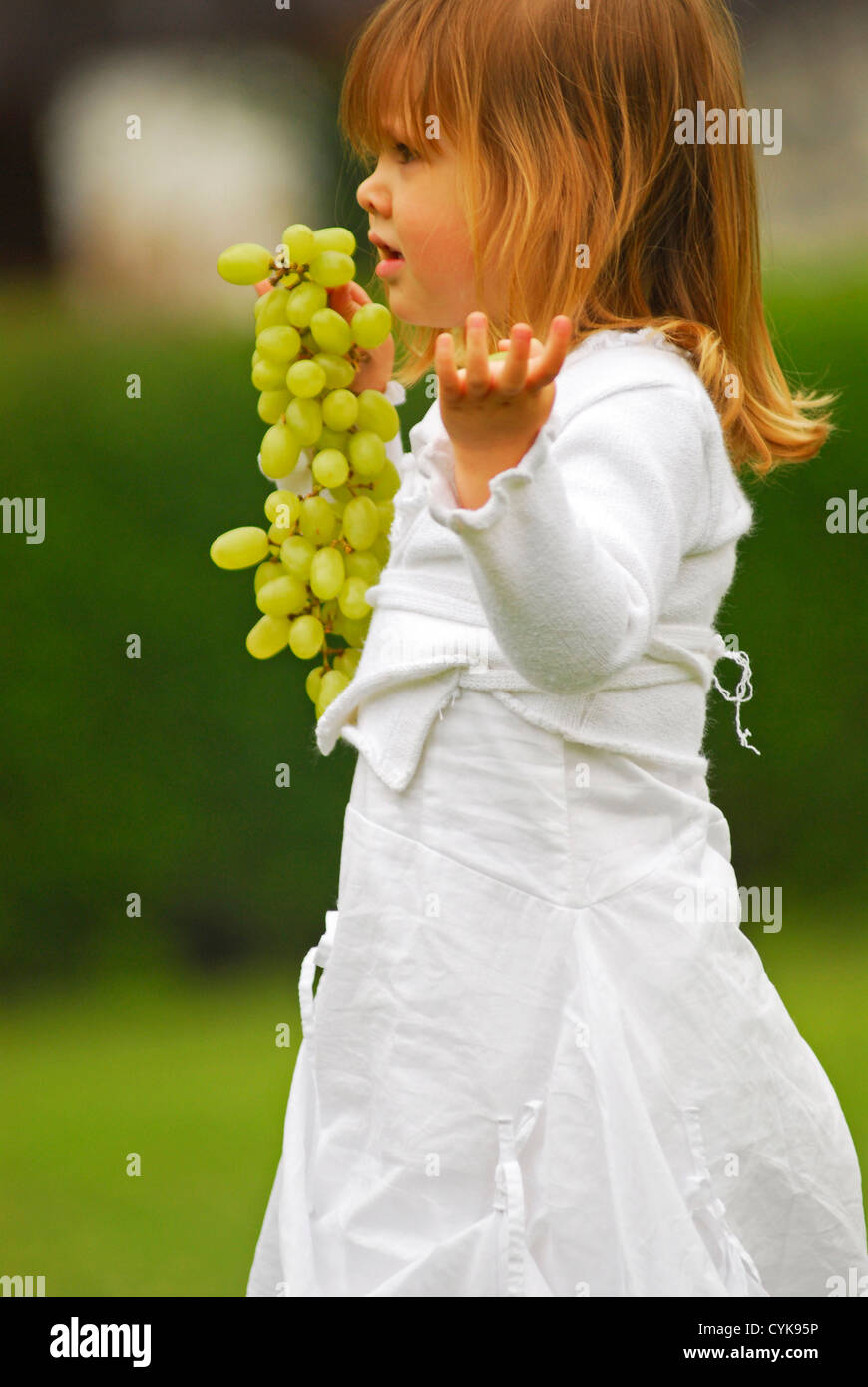 South America, Chile, Santiago de Chile, close-up of a cute little girl ...