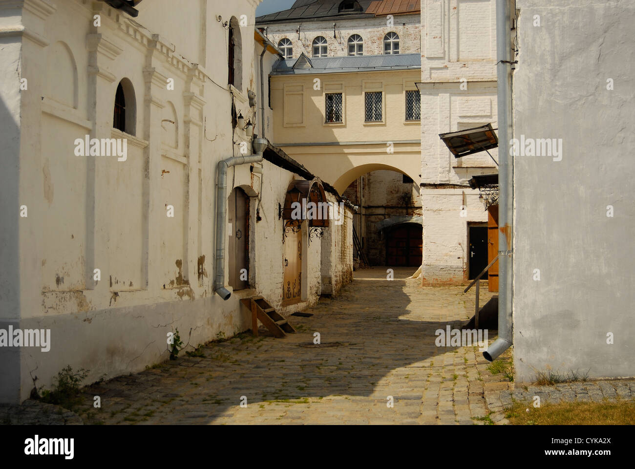 Inner yard of an ancient russian monastery Stock Photo - Alamy