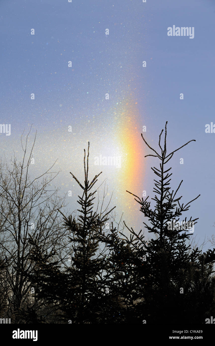 Sundog' Winter refractions through airborne frost crystals, Greater ...