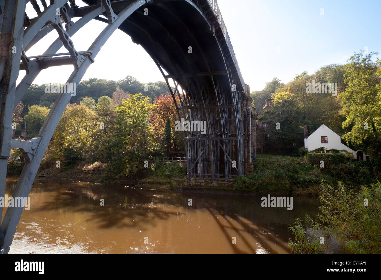 The famous 18th century Iron bridge at Ironbridge, World Heritage site ...