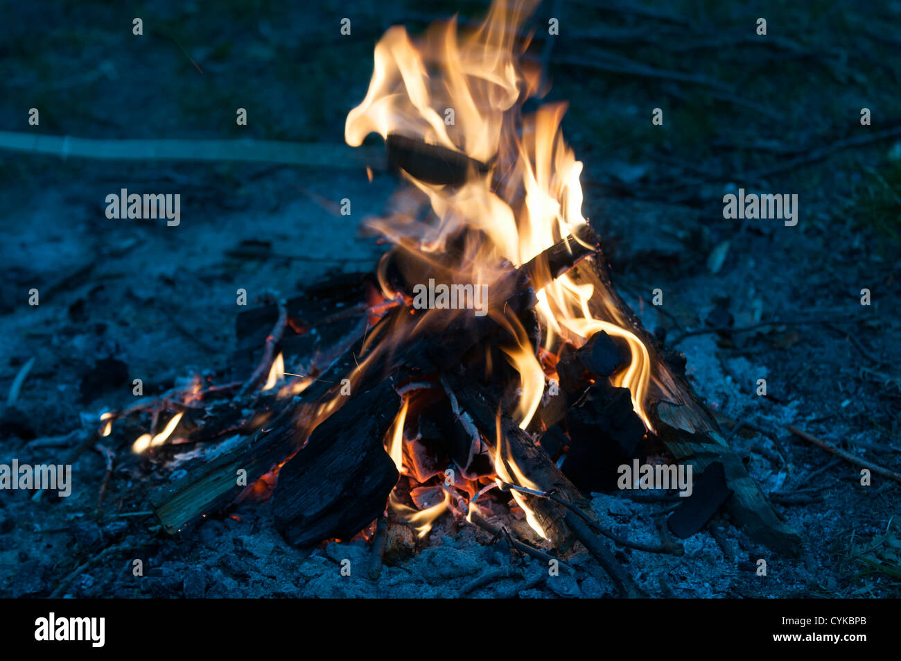 Campfire at night Stock Photo - Alamy