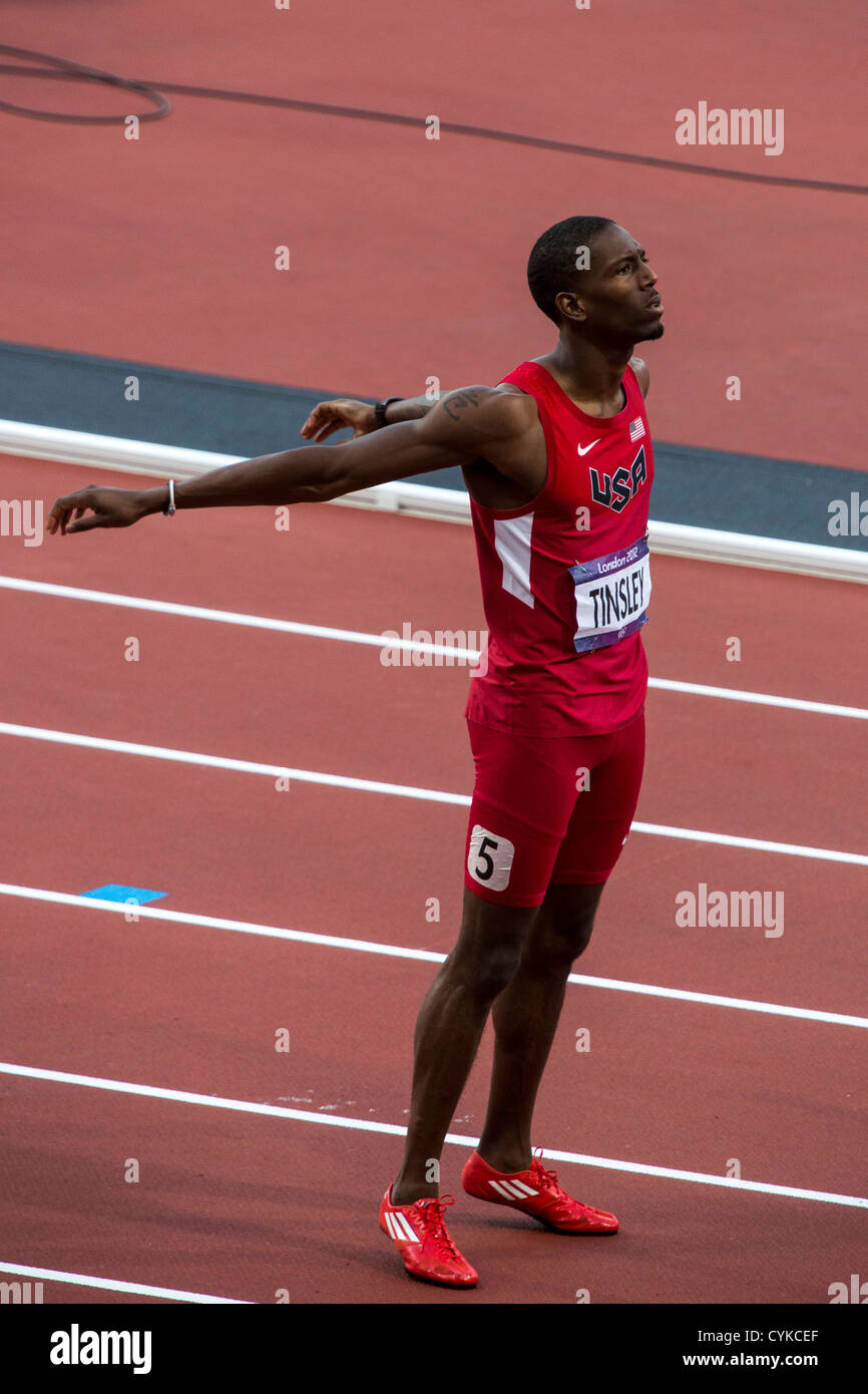 Michael Tinsley (USA) competing in the 400 meter hurdles semifinal at ...