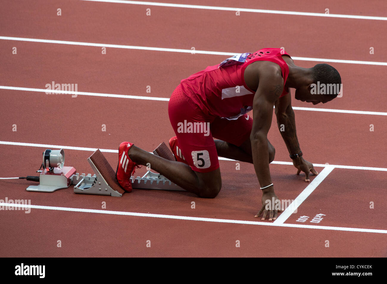 Michael Tinsley (USA) competing in the 400 meter hurdles semifinal at ...