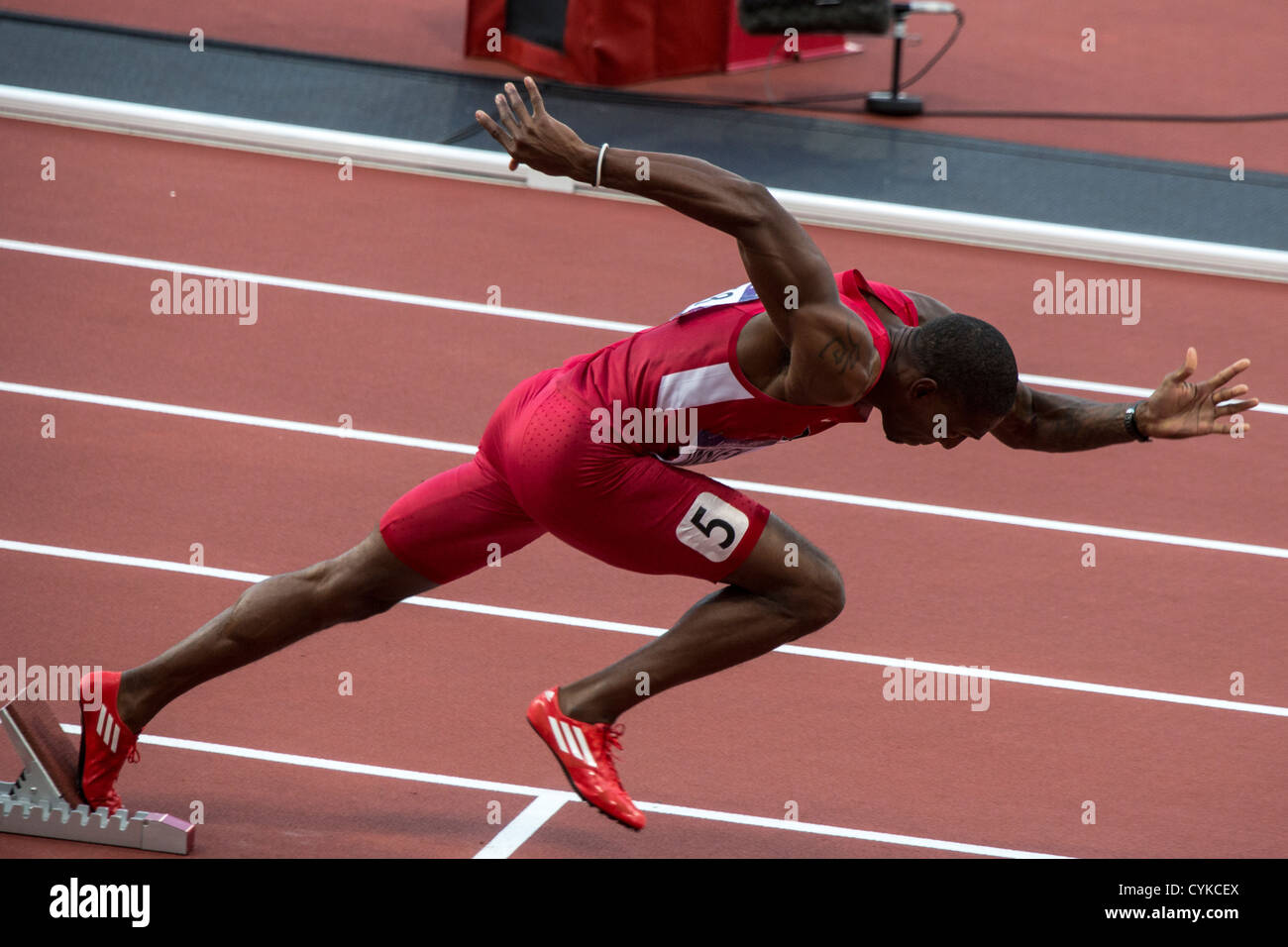 Michael Tinsley (USA) competing in the 400 meter hurdles semifinal at ...