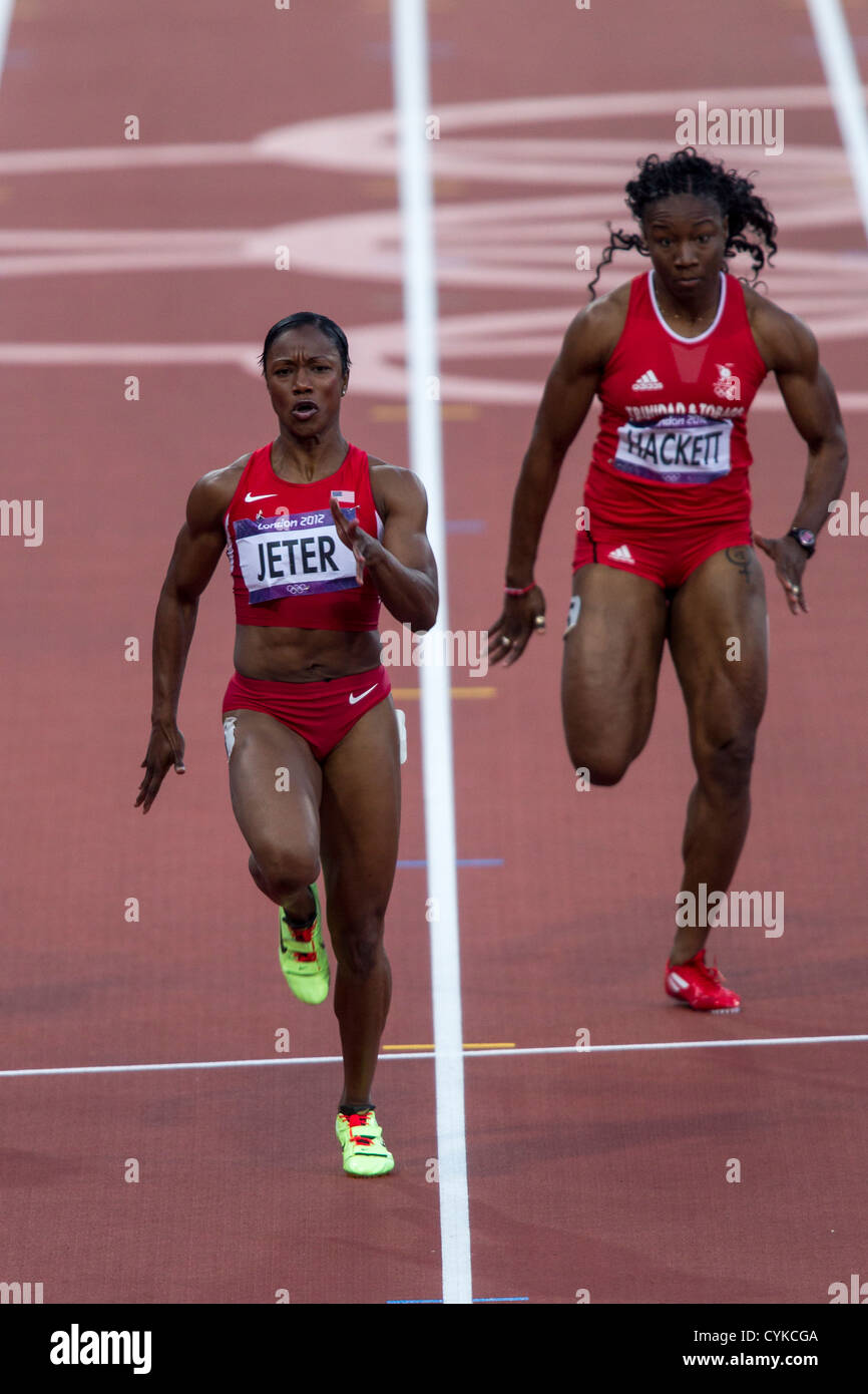 Carmelita Jeter (USA) competing in the Women's 100 meter semifinal at ...