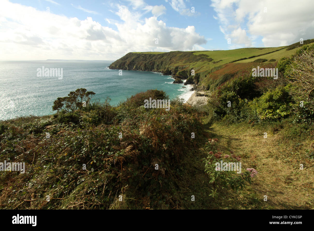 Section of South West Coast Path long-distance trail, Lantivet Bay ...