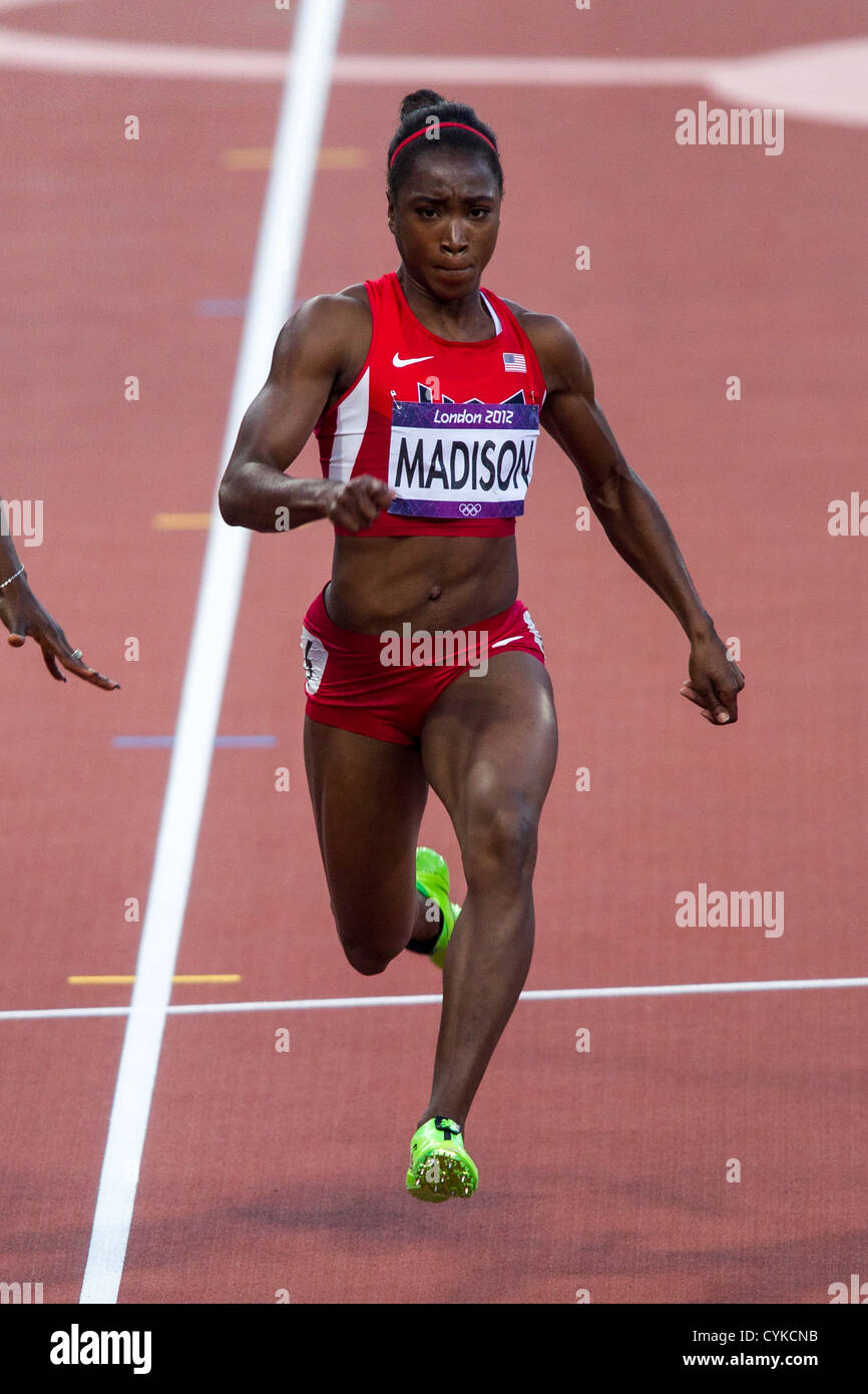 Tianna Madison (USA) competing in the Women's 100 meter semifinal at ...