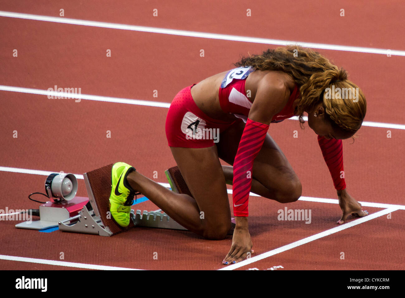 Sanya Richards-Ross (USA) competing in the Women's 400 meter semifinal ...
