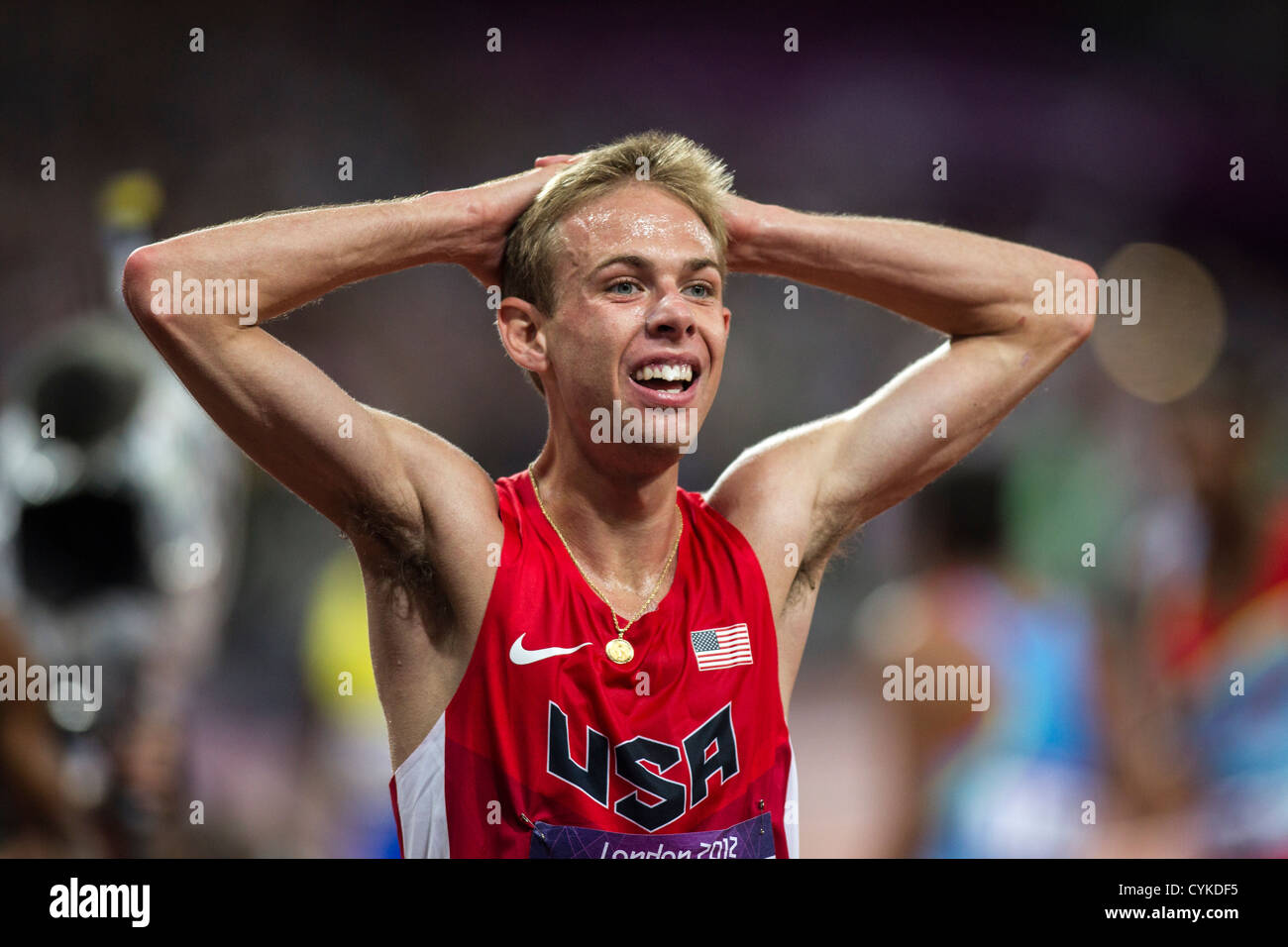 Galen Rupp (USA) after winning the silver medal in the men's 10,000 at ...