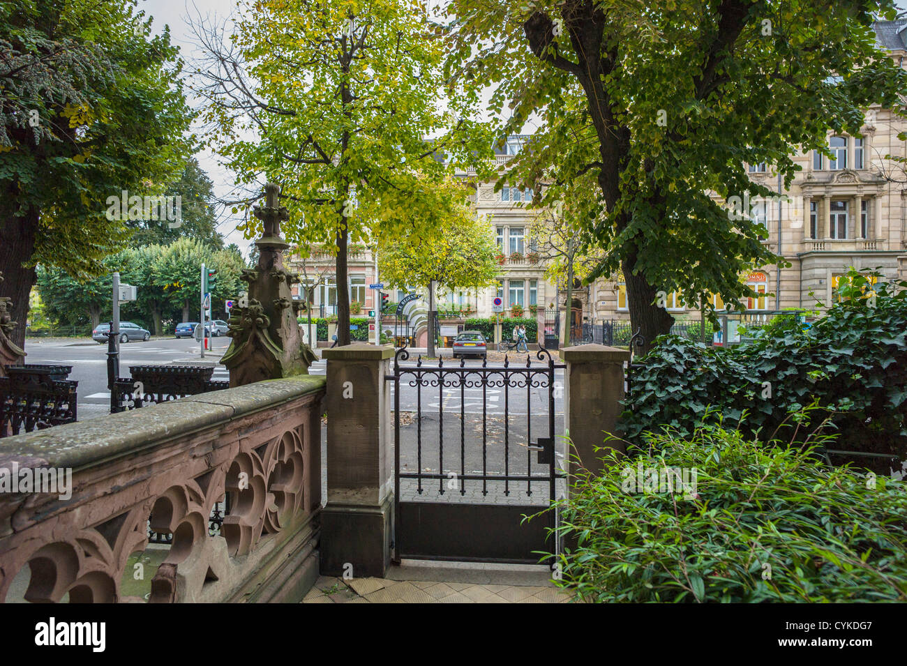 Closed garden wrought-iron gate of a residential building,Strasbourg ...
