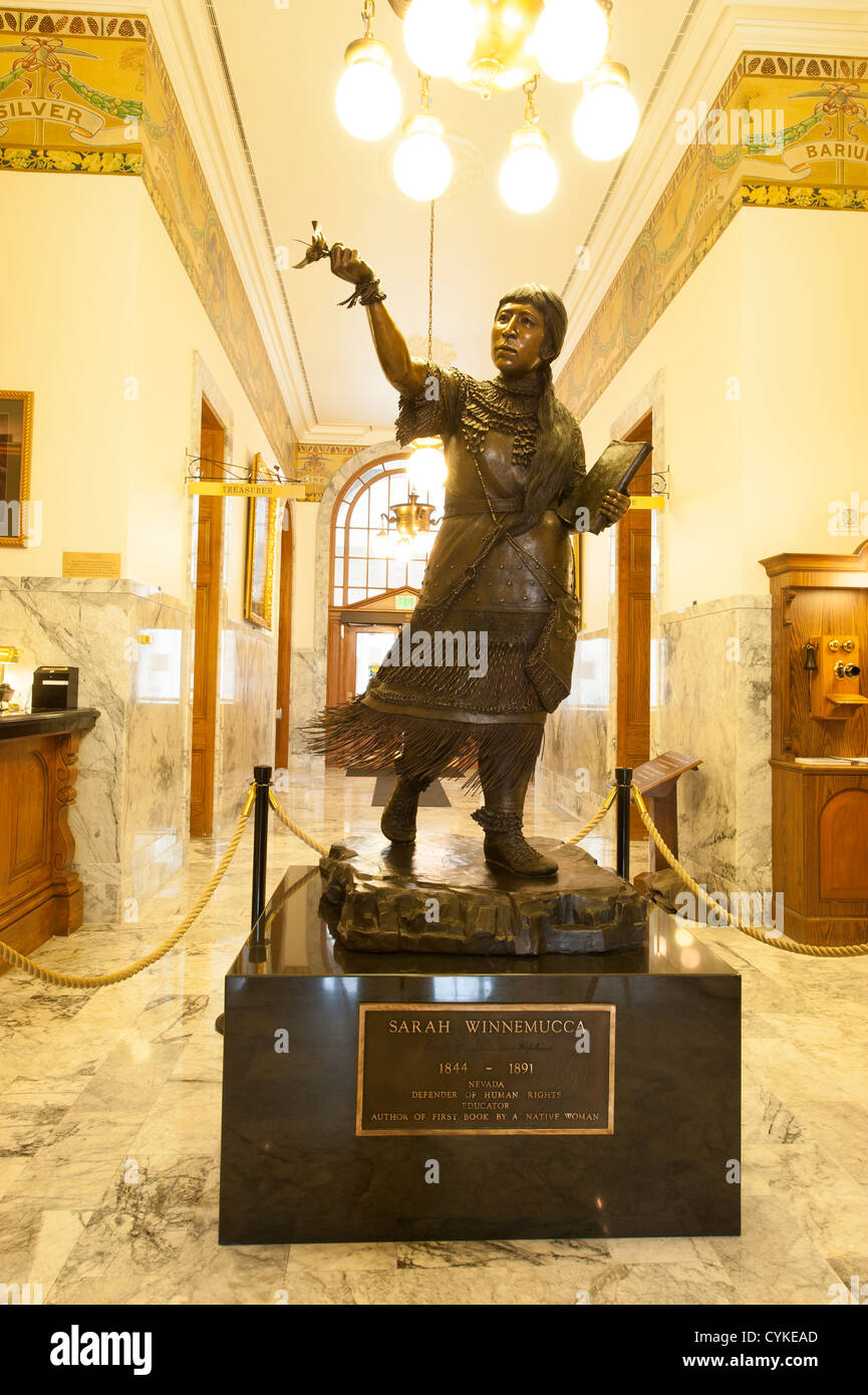 USA, Nevada. Sarah Winnemucca statue in the Nevada State Capitol ...