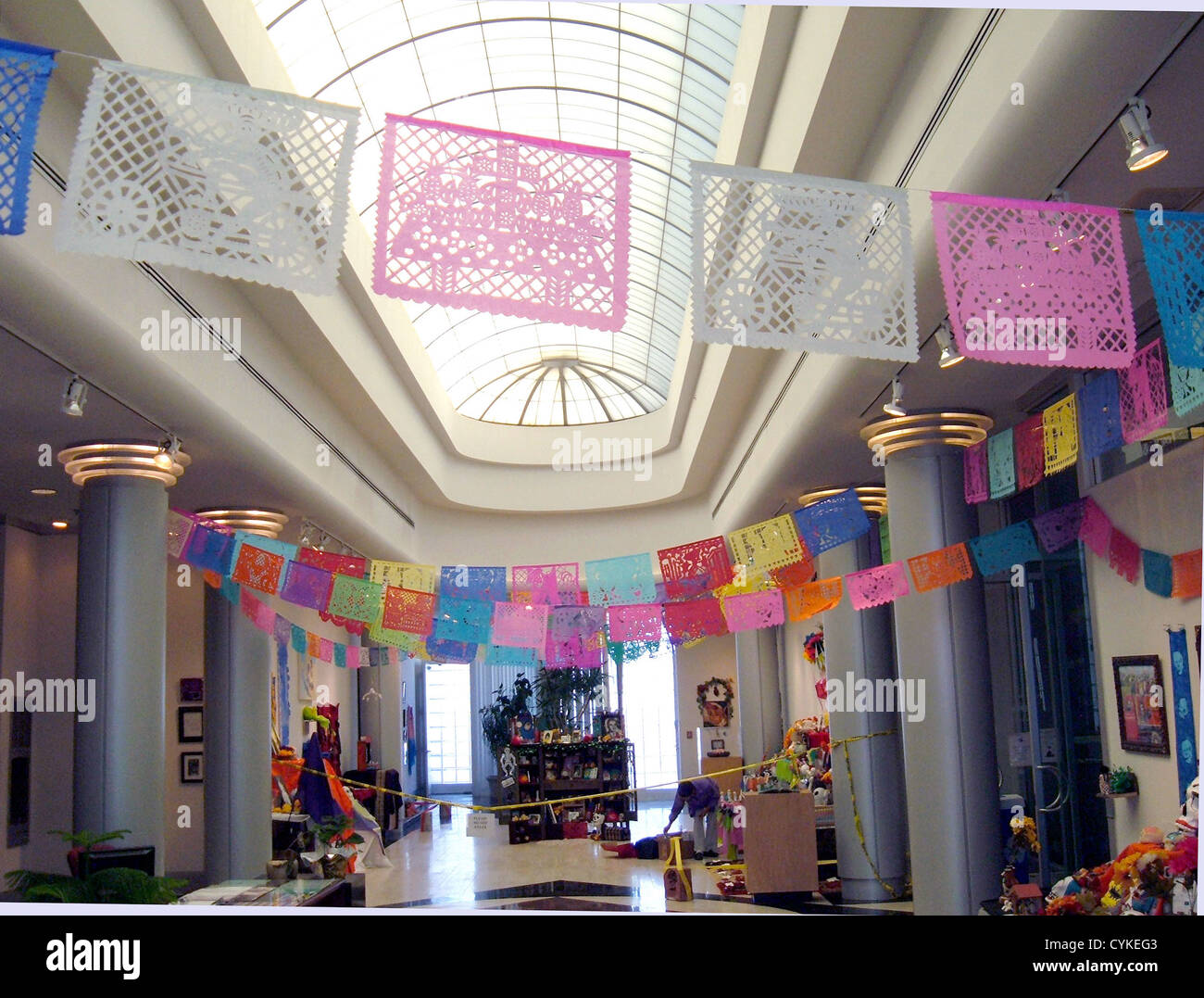 Central display hall with long skylight, between the library and the ...