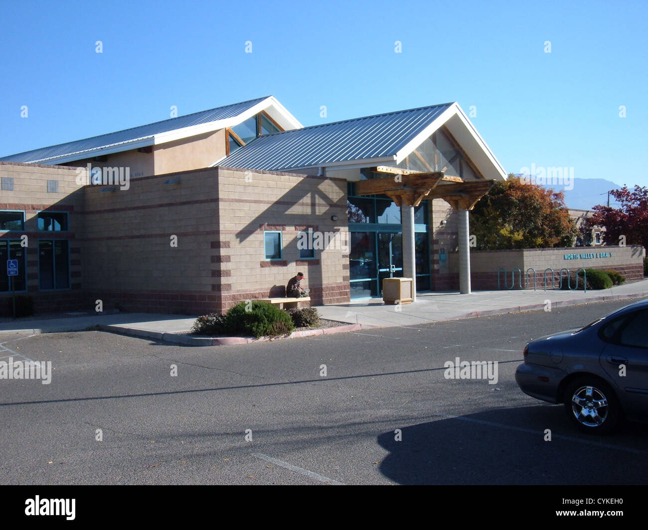 Entrance of the North Valley Library, a branch of the Albuquerque ...