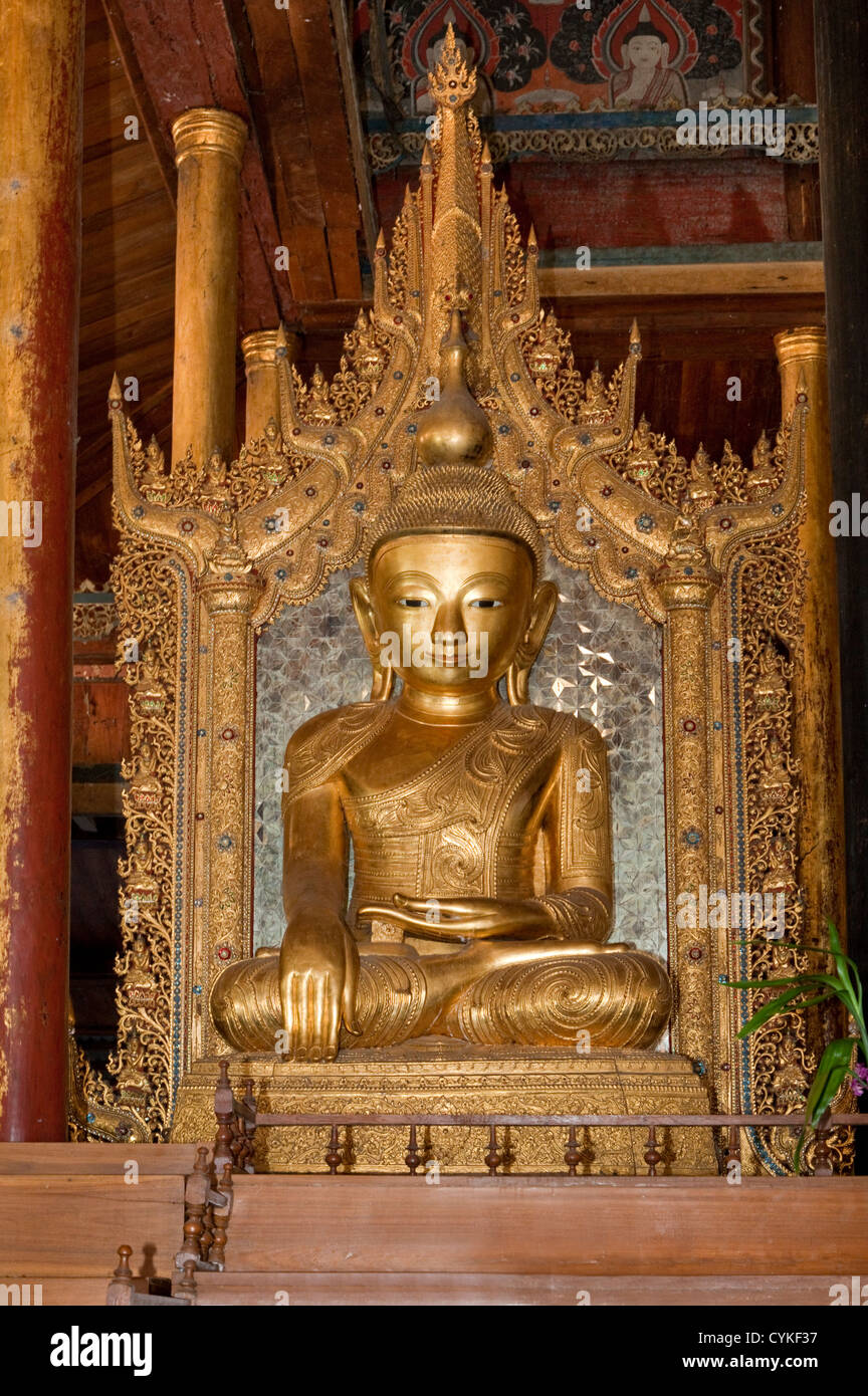 Myanmar, Burma. Buddha Shrine in the Nga Hpe Kyaung (Jumping Cat ...