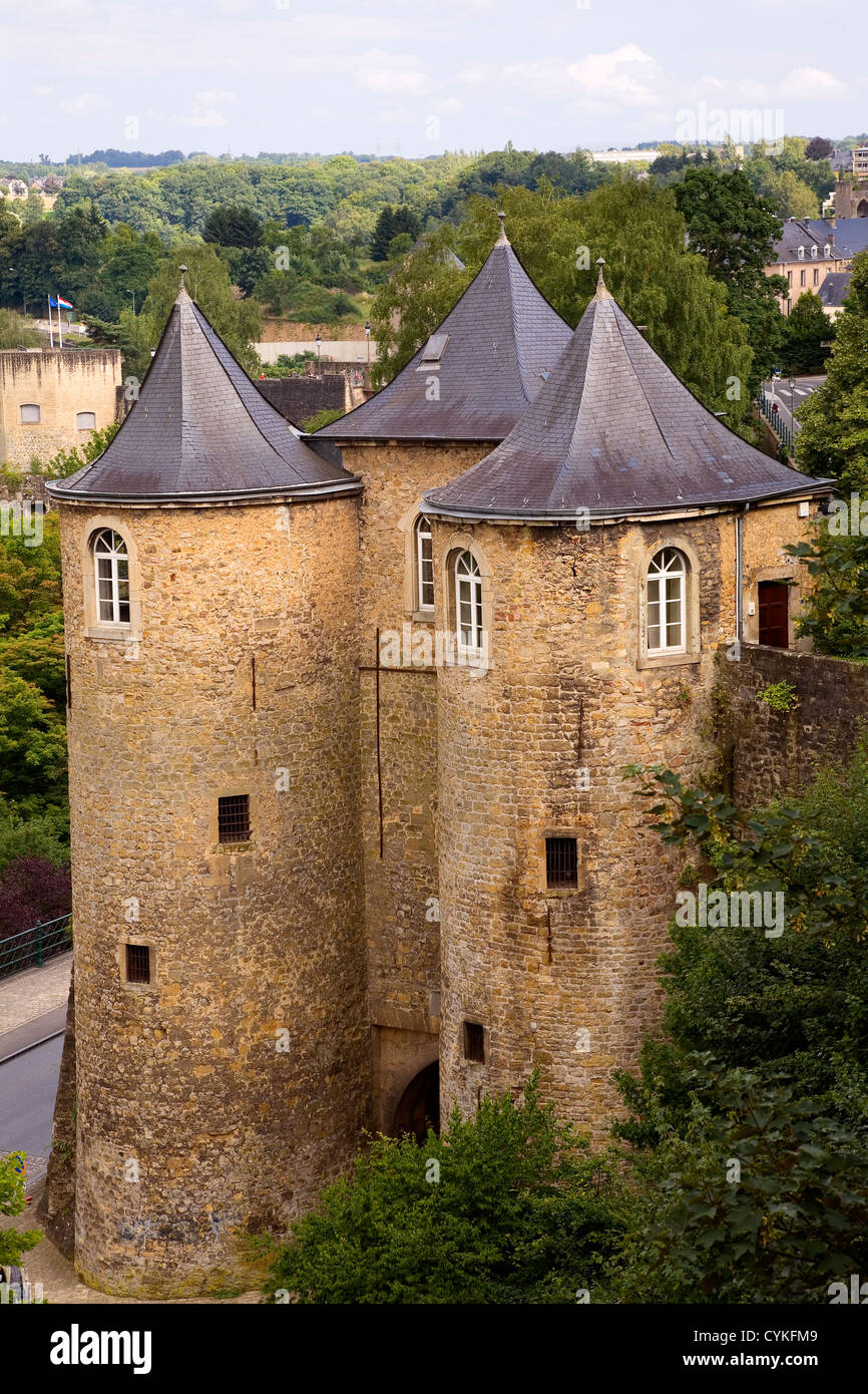 Cityscape with old stone towers , city Luxembourg - Luxembourg, summer ...