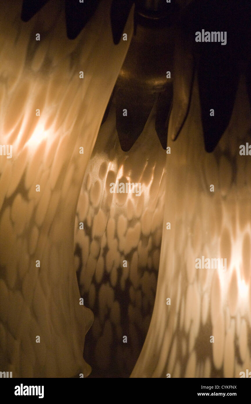 Tulip style lamp shades on a Tiffany style fitting Stock Photo - Alamy