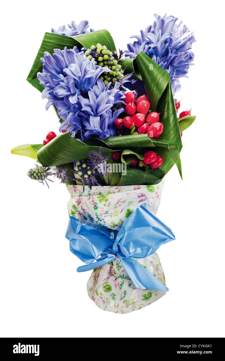 colorful bouquet from hyacinth arrangement centerpiece isolated on ...