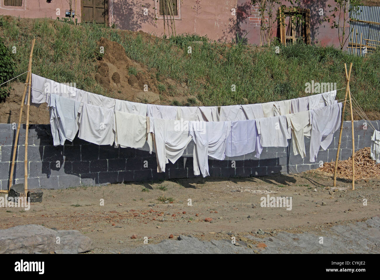 Cloths Hanging On Clothesline, India Stock Photo - Alamy
