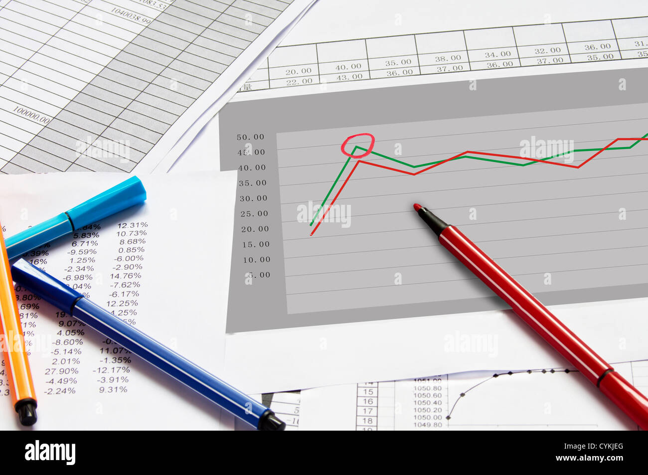 Close-up business Financial Chart Graph Stock Photo - Alamy